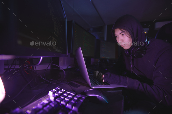 Hacker Coding in Dark Stock Photo by seventyfourimages | PhotoDune