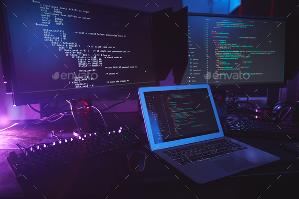 Programming Equipment in Dark Stock Photo by seventyfourimages | PhotoDune