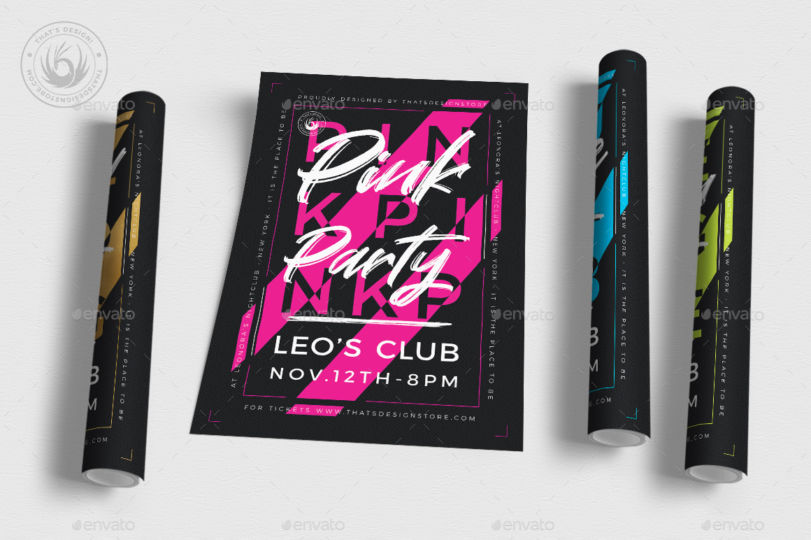 Color Themed Party Flyer Template by lou606 | GraphicRiver