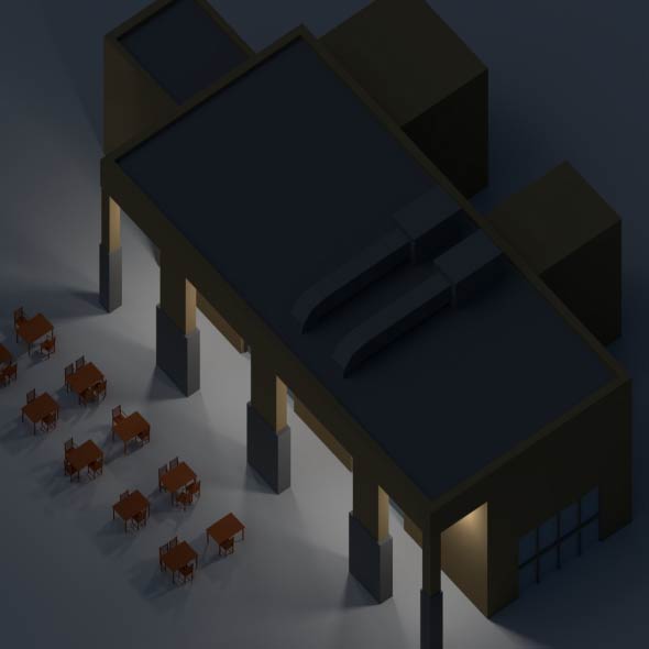Low Poly Holiday Restaurant by berkerdag | 3DOcean