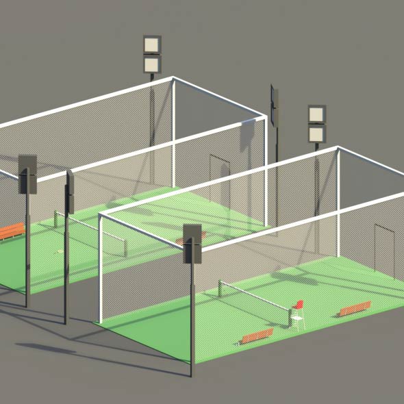 Low Poly Tennis Courts by berkerdag | 3DOcean