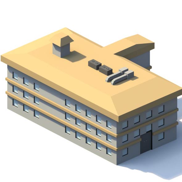 Low Poly Hotel Building by berkerdag | 3DOcean