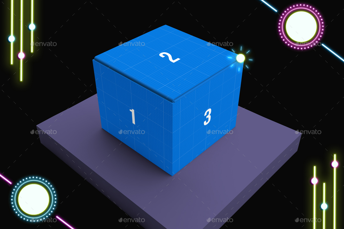 Neon Box Mockup V.2, Graphics | GraphicRiver