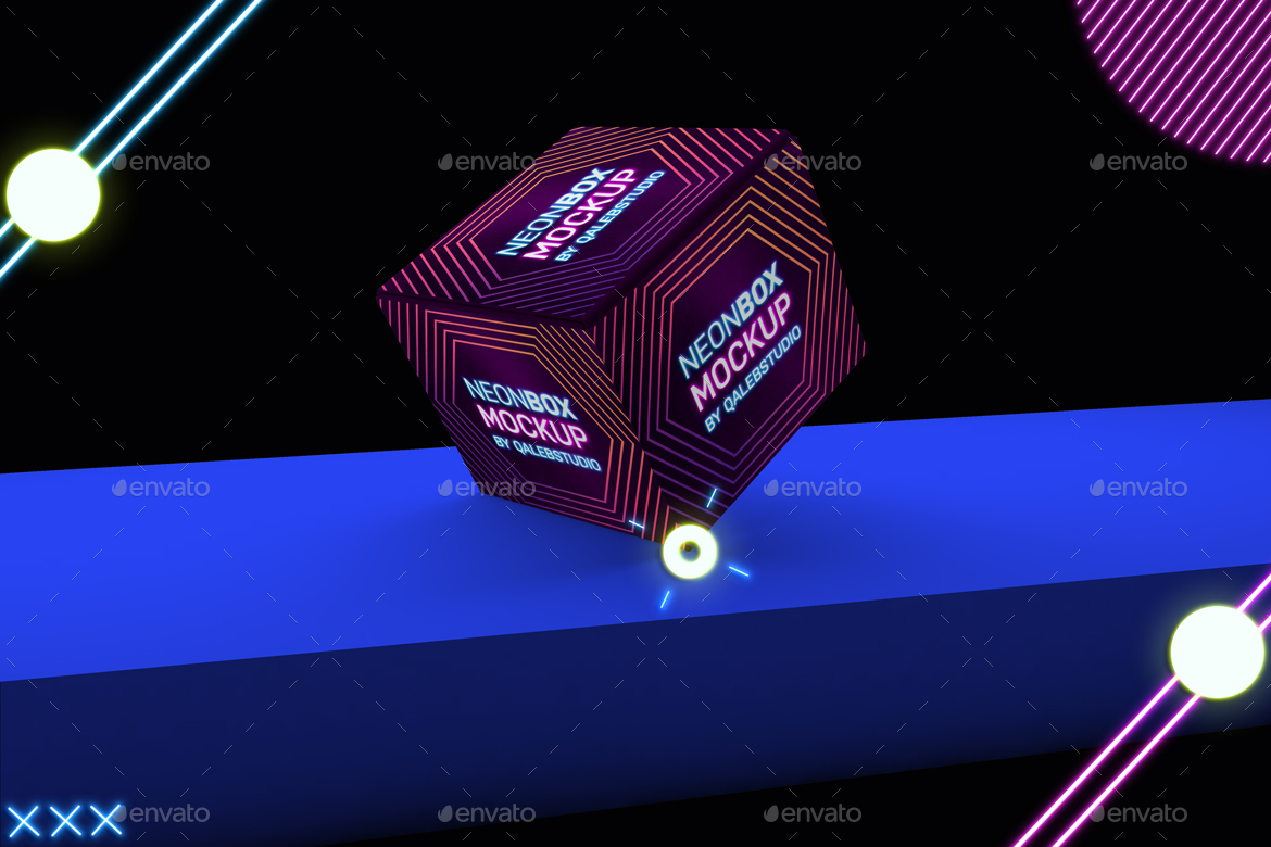 Neon Box Mockup V.2, Graphics | GraphicRiver