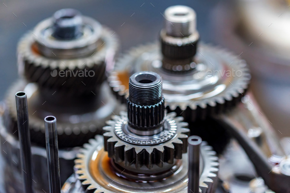 Close-up helical gears in car automatic transmission Stock Photo by ...