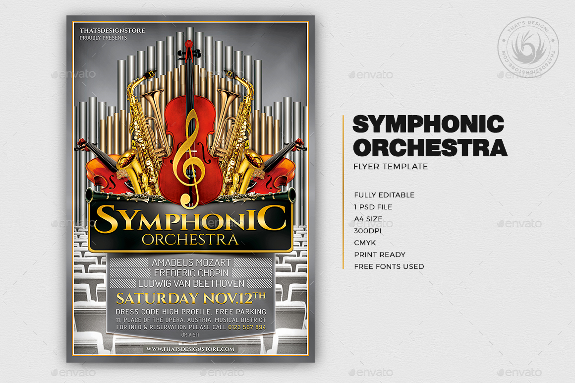 Symphonic Orchestra Flyer Template V1, Print Templates | GraphicRiver