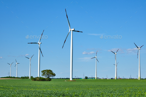 Modern wind energy turbines Stock Photo by elxeneize | PhotoDune