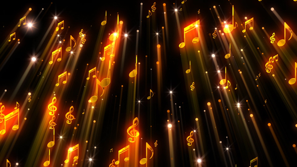 Music Notes Gold Rays, Motion Graphics | VideoHive