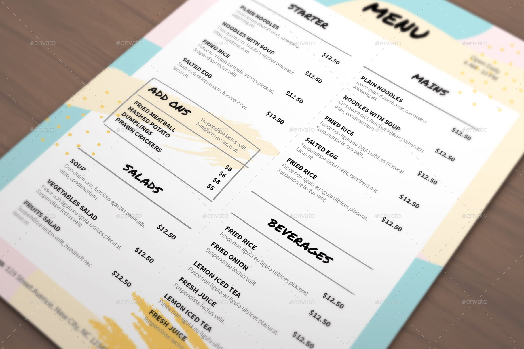 Colored Menu Template, Print Templates | GraphicRiver
