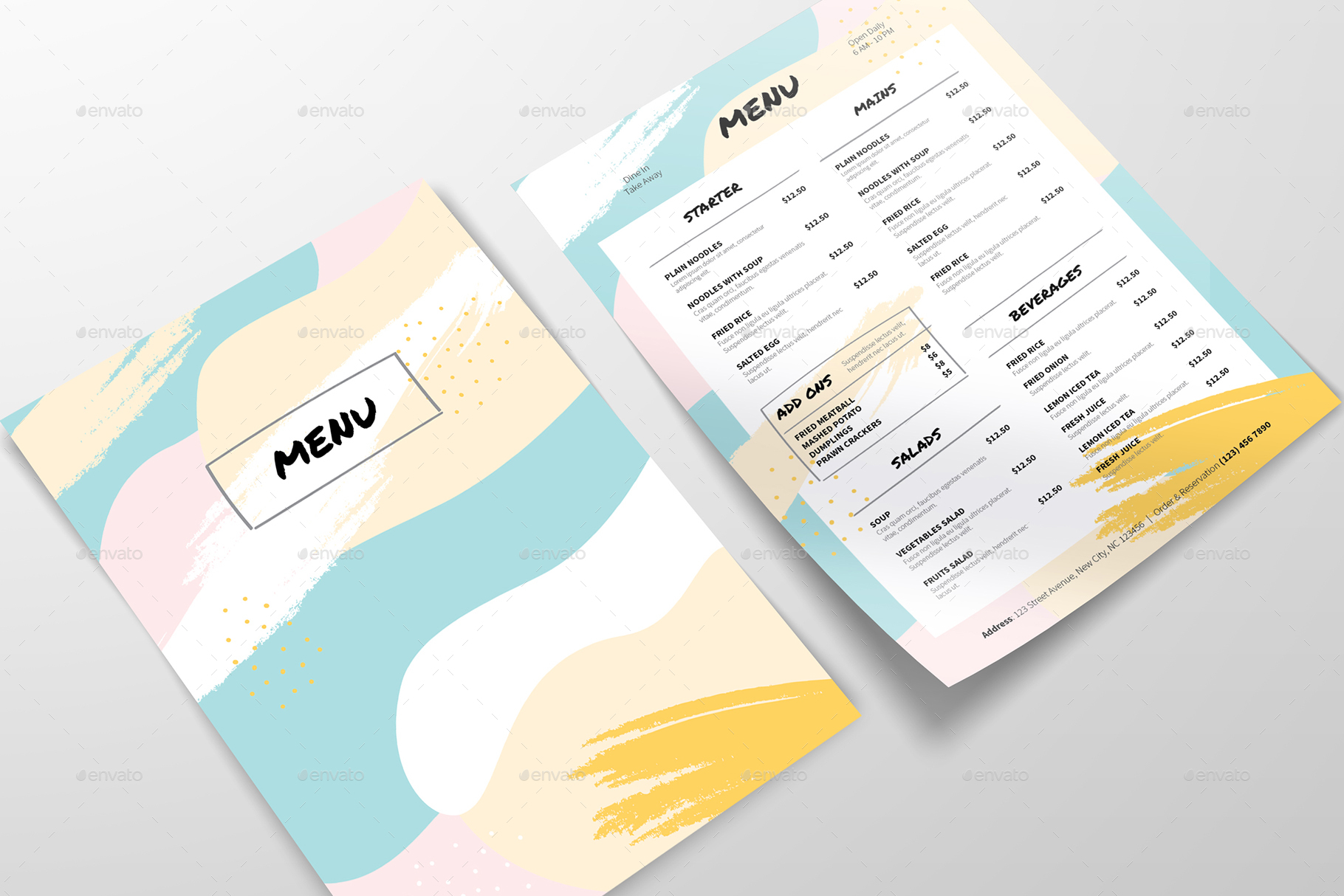 Colored Menu Template, Print Templates | GraphicRiver