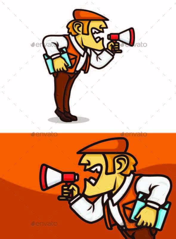 Film Director Scream Out With Megaphone Controlling Movie Vector ...