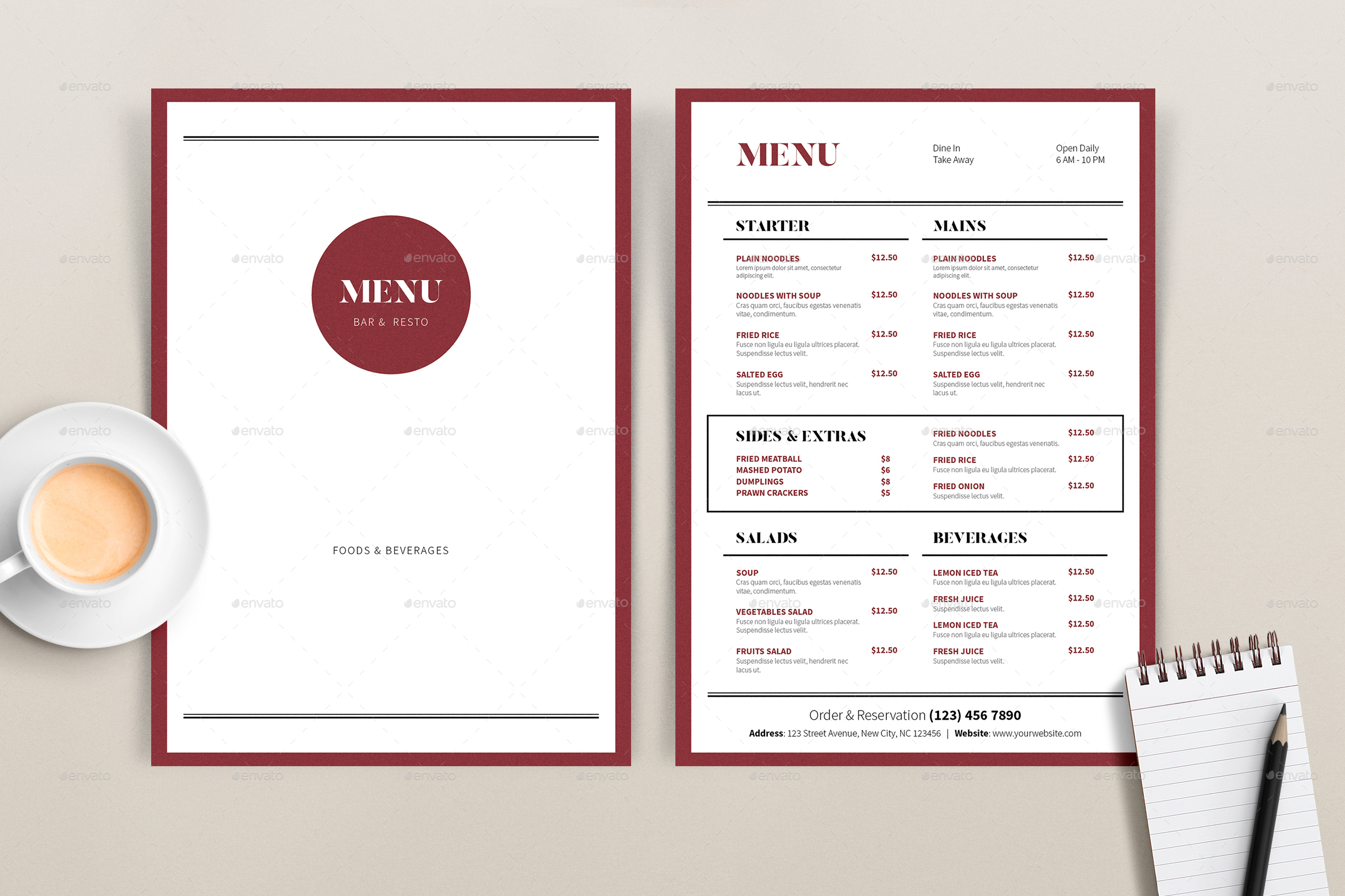 Menu Red Dot Template, Print Templates | GraphicRiver