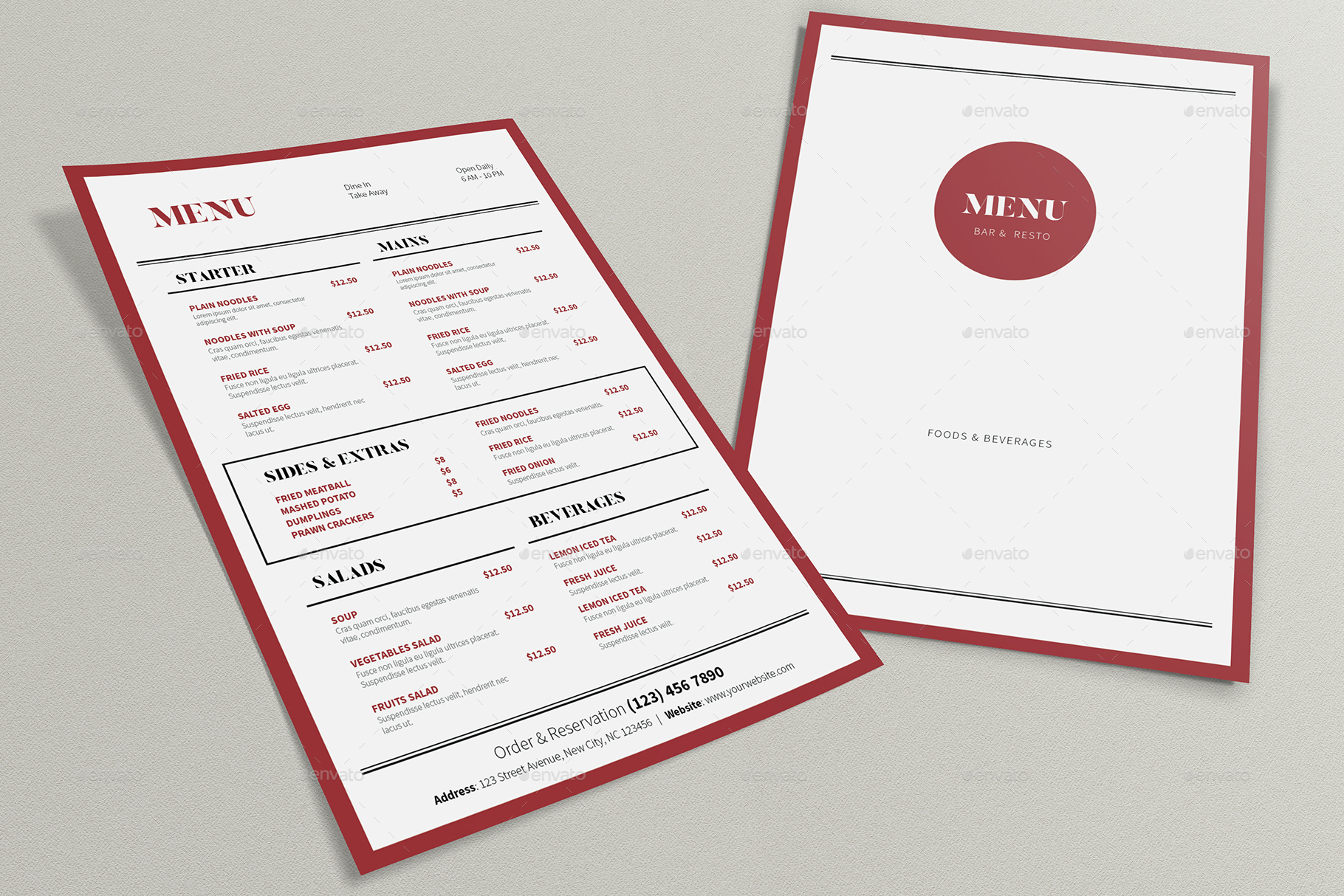 Menu Red Dot Template, Print Templates | GraphicRiver