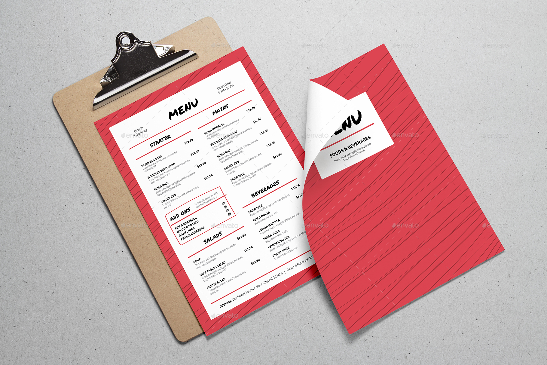 Menu Red Lines Template, Print Templates | GraphicRiver