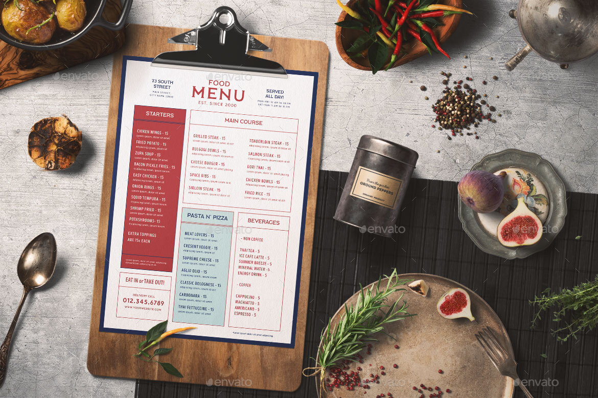 Modern Food Menu, Print Templates | GraphicRiver