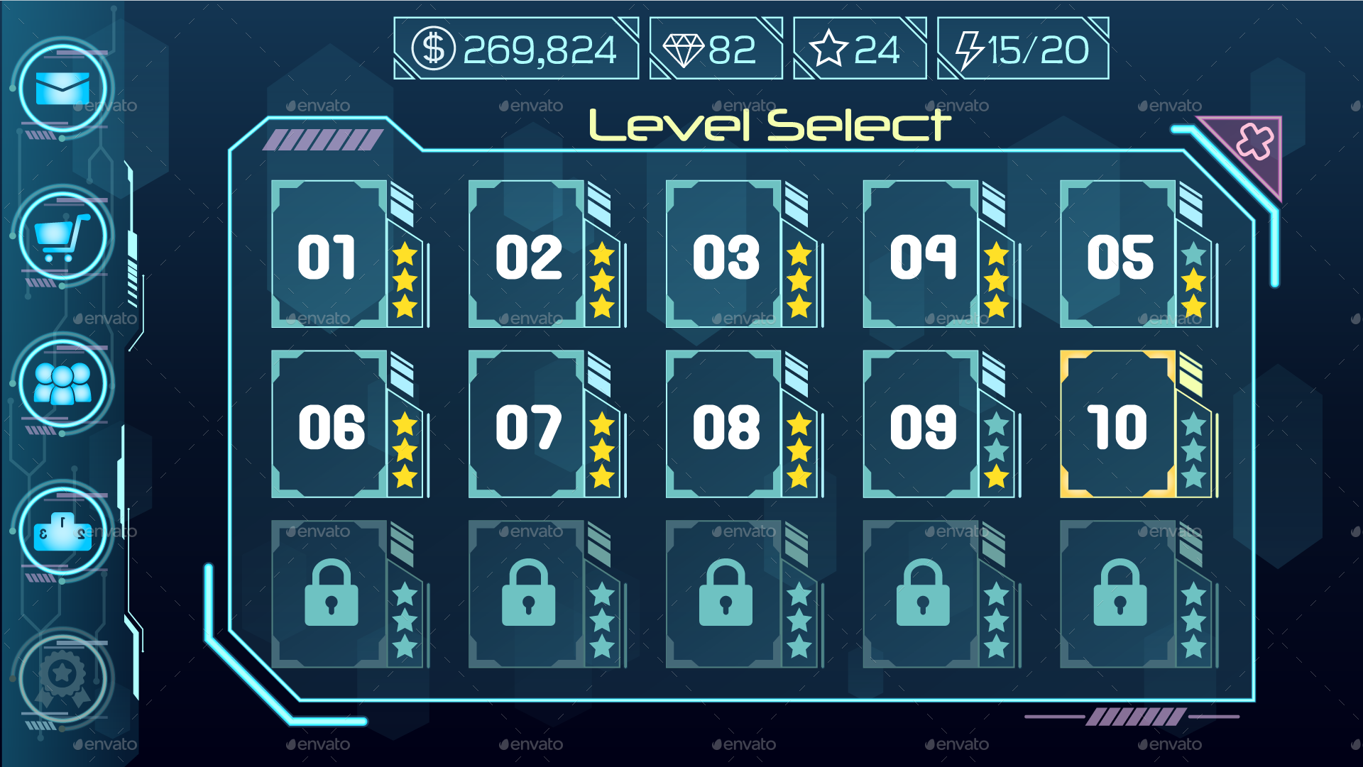 Space Theme GUI Pack 4, Game Assets | GraphicRiver