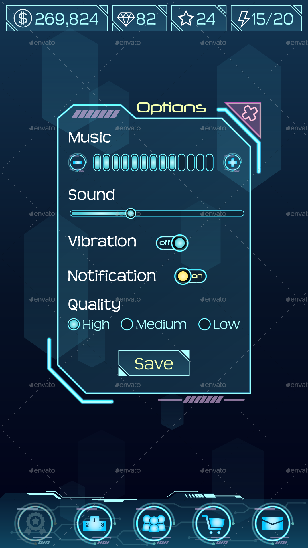 Space Theme GUI Pack 4, Game Assets | GraphicRiver