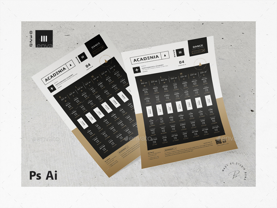 Dance Class Timetable/Schedule, Print Templates | GraphicRiver