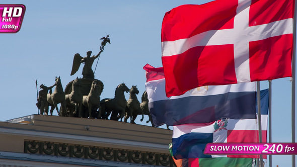 Flags Of The Conference Participants, Stock Footage | VideoHive