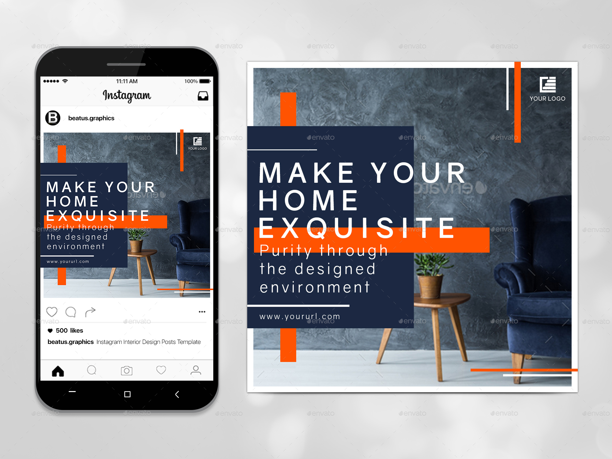 Instagram Interior Design Posts by BeatusGraphics | GraphicRiver