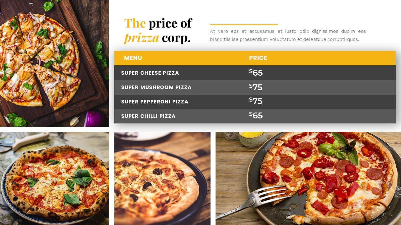 Prizza – Pizza & Beverage Googleslide Template, Presentation Templates