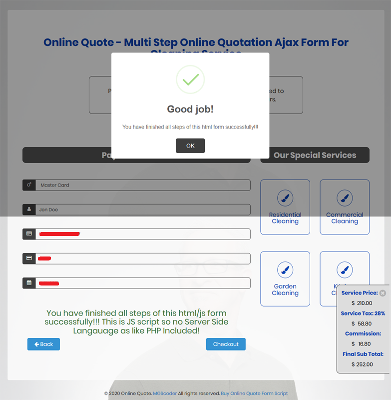 Online Quote - Multi Step Online Quotation Ajax Form For Cleaning Service by mgscoder