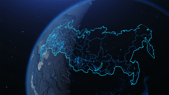 Russia Map From Space at Night with City Lights Showing Human Activity ...