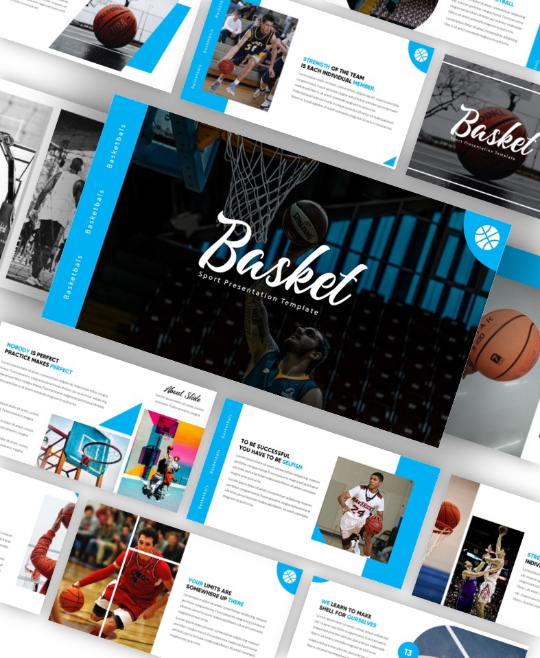 Basket – Basketball Sports Club Powerpoint Template, Presentation Templates