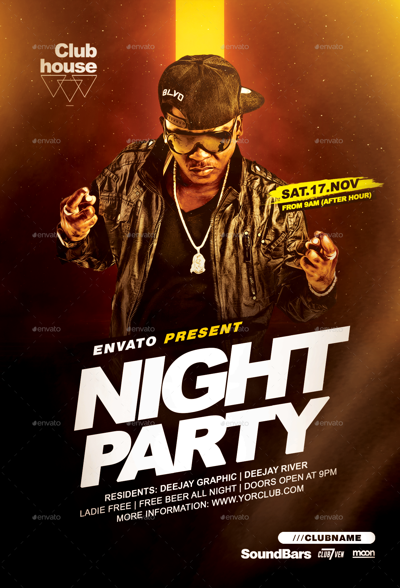 Night Party Flyer Template, Print Templates | GraphicRiver