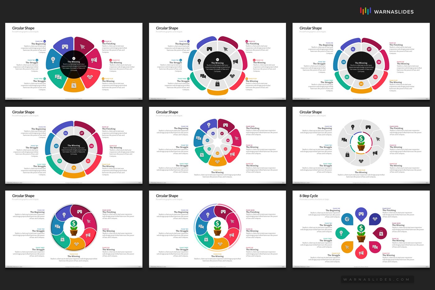 Cycle & Circular Shape PowerPoint Template, Presentation Templates