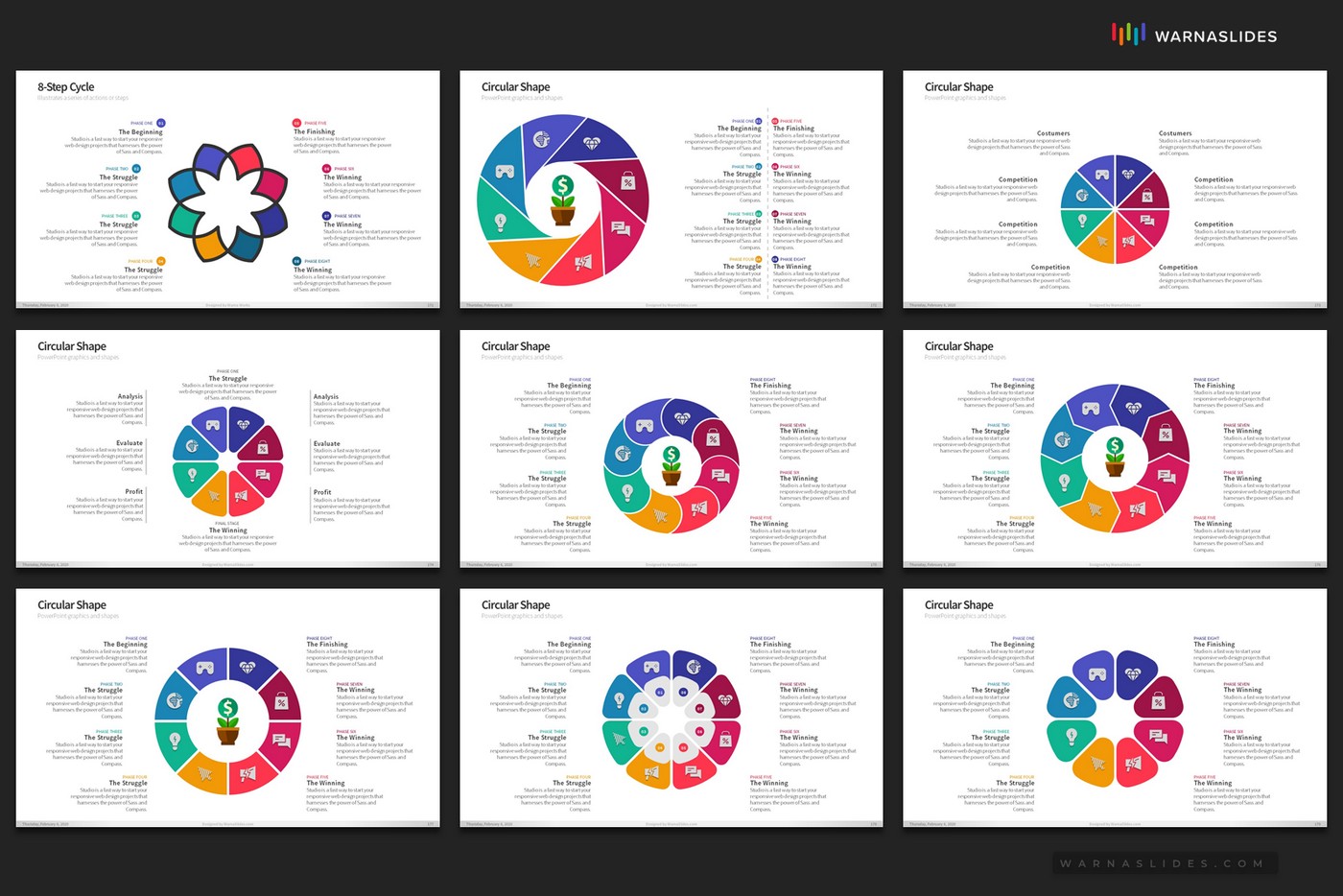 Cycle & Circular Shape PowerPoint Template, Presentation Templates