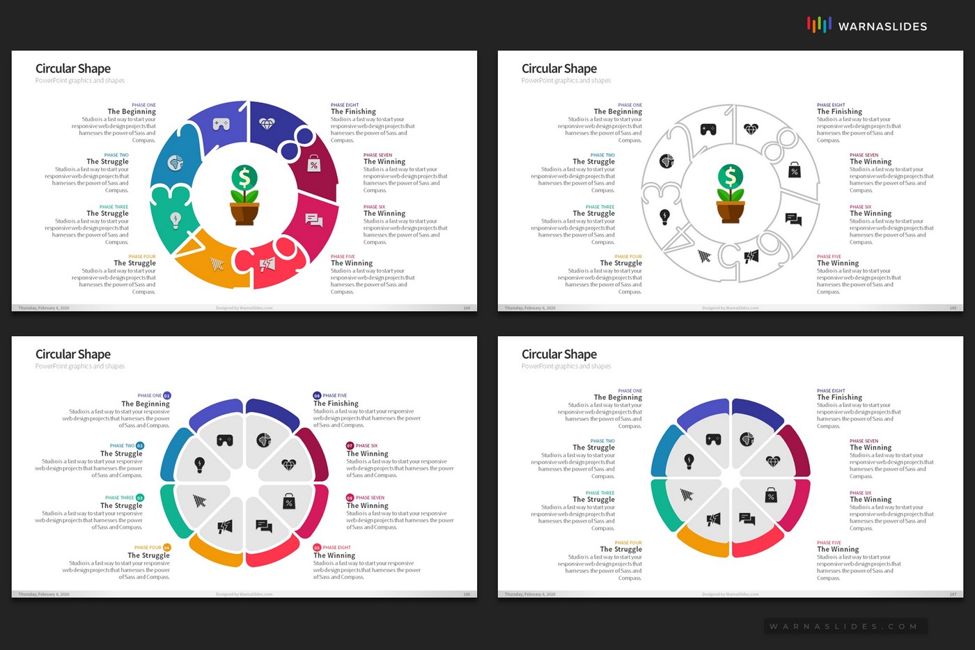 Cycle & Circular Shape PowerPoint Template, Presentation Templates