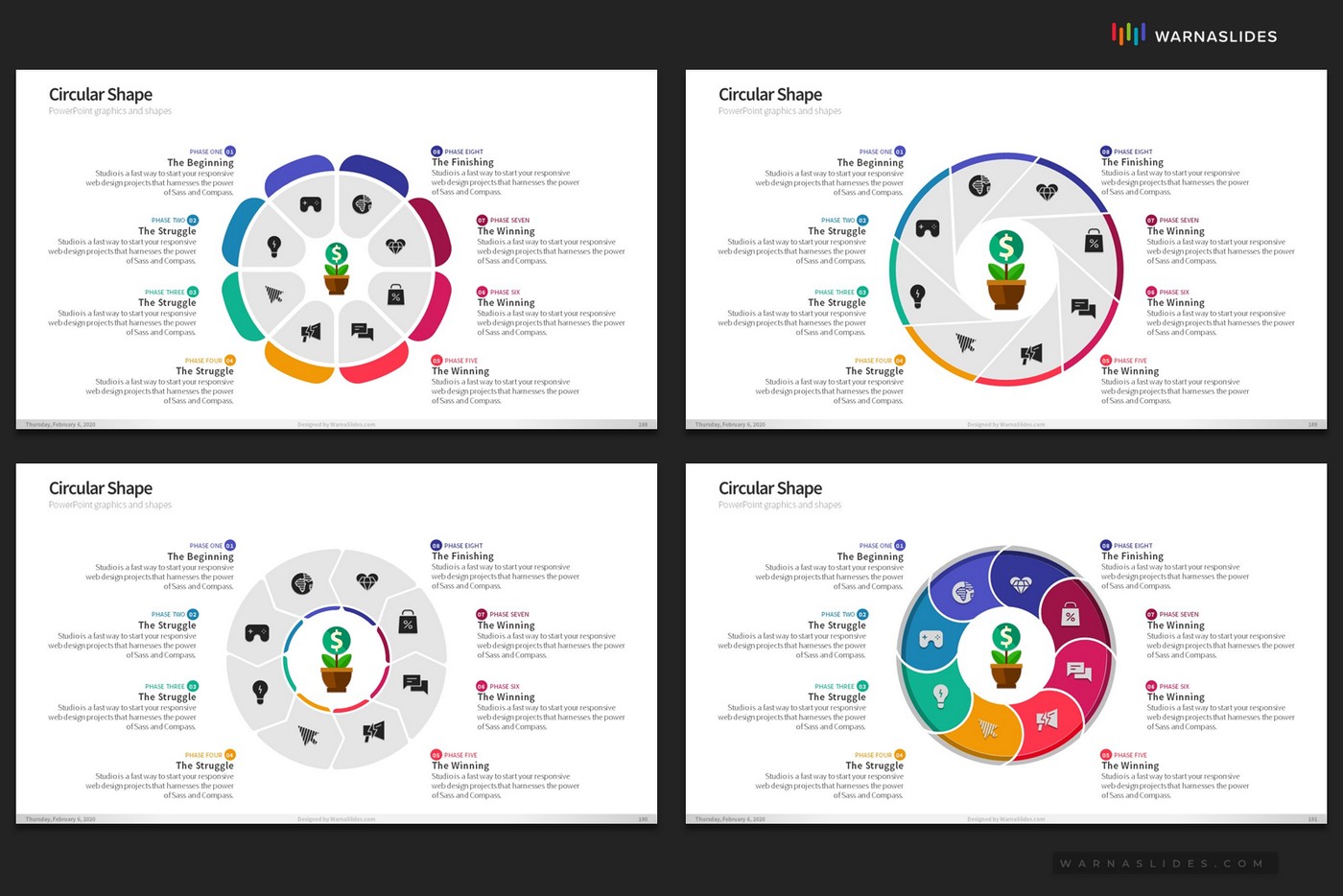 Cycle & Circular Shape PowerPoint Template, Presentation Templates