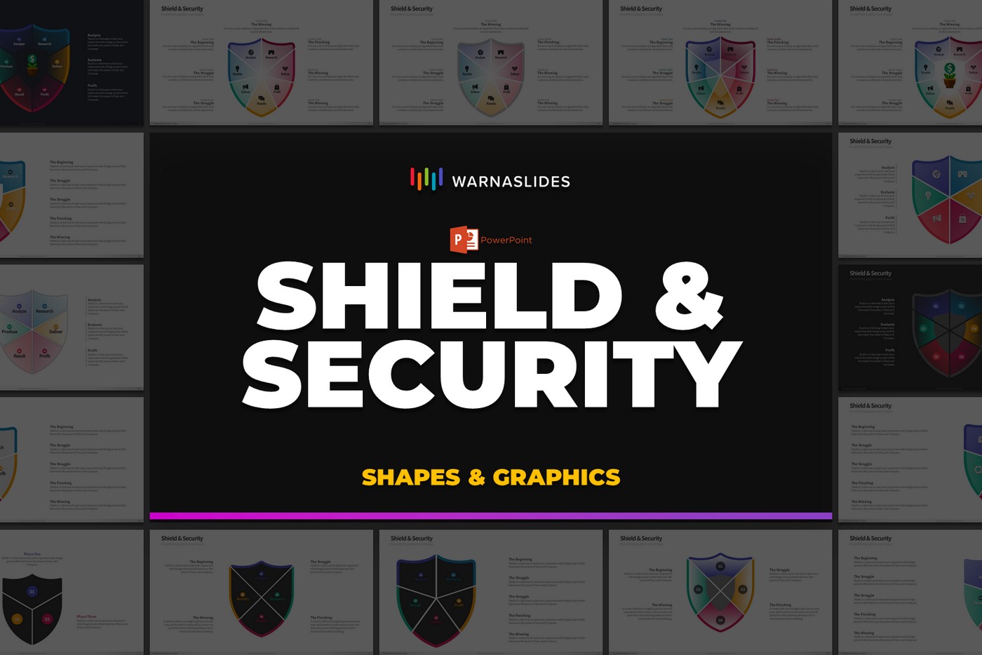 Shield & Security Shape PowerPoint Template, Presentation Templates