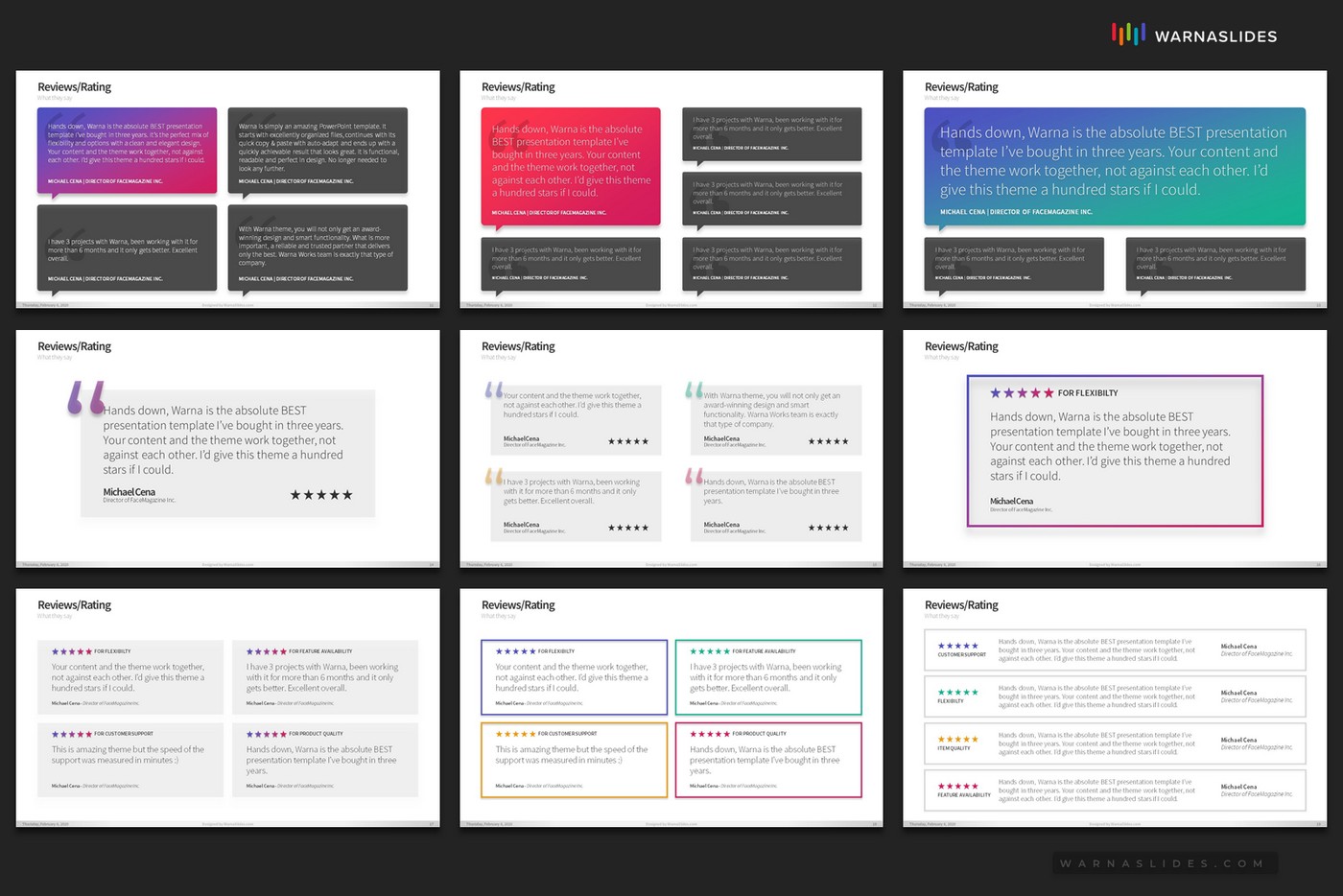 Review & Testimonial PowerPoint Template, Presentation Templates ...