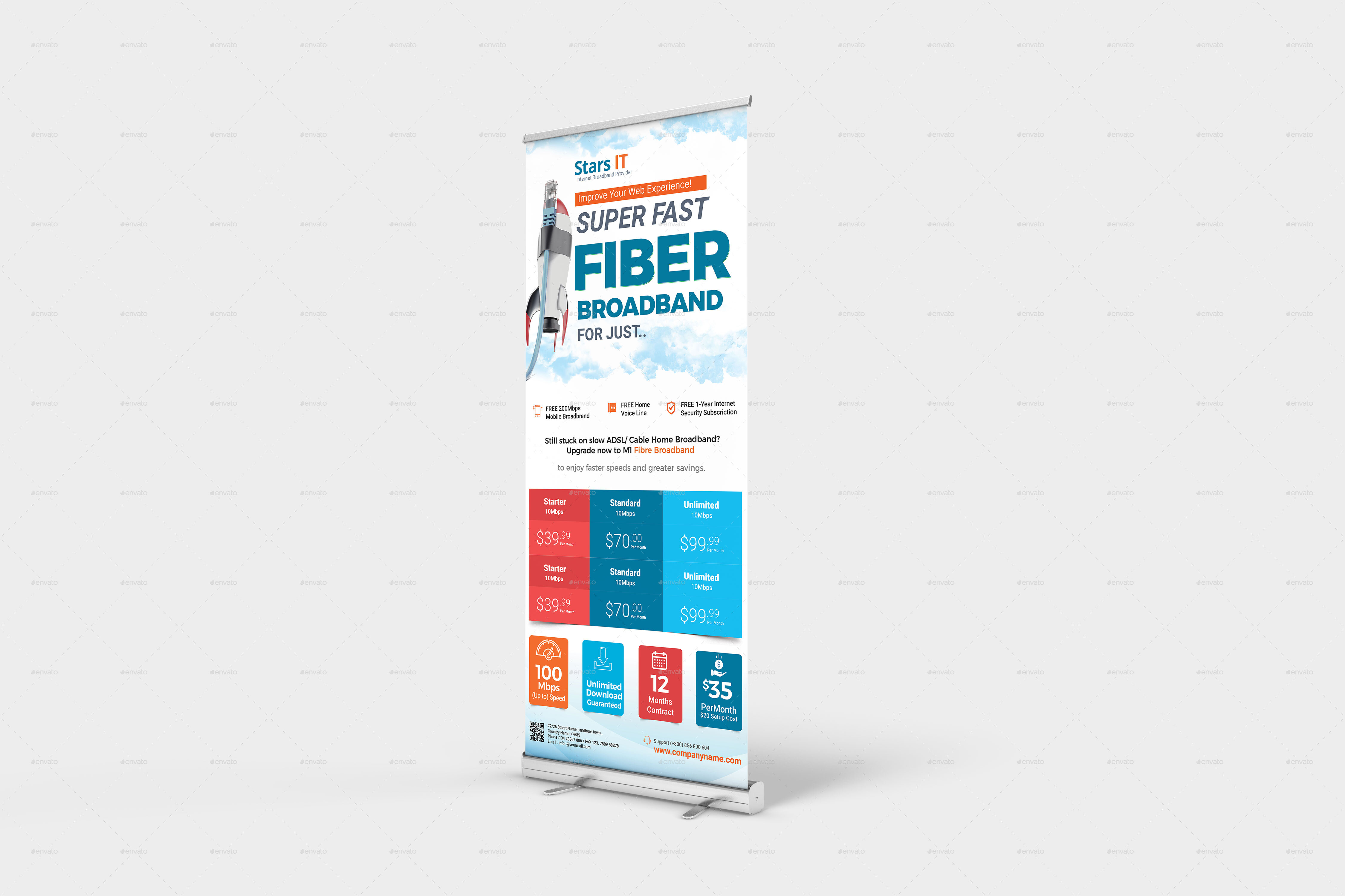 Internet Broadband Promotion Roll-up Banner, Print Templates | GraphicRiver