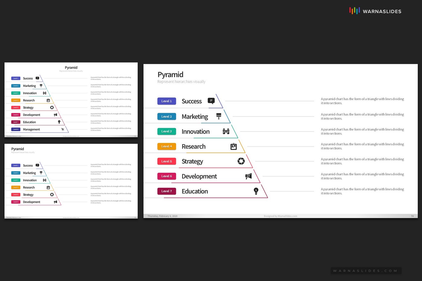 Pyramid Hierarchy Diagram PowerPoint Template, Presentation Templates