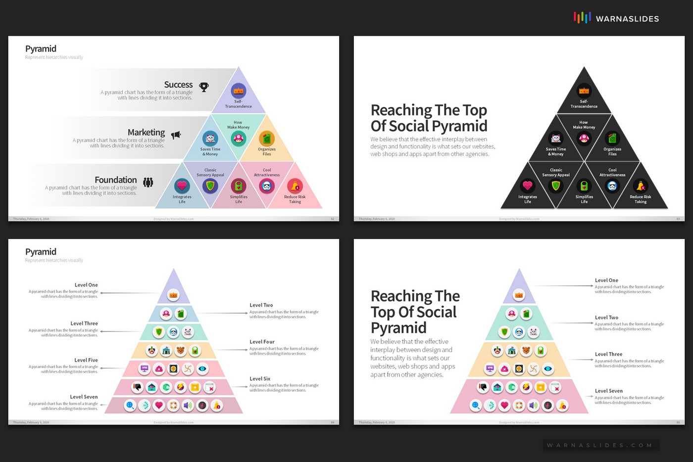 Pyramid Hierarchy Diagram PowerPoint Template, Presentation Templates