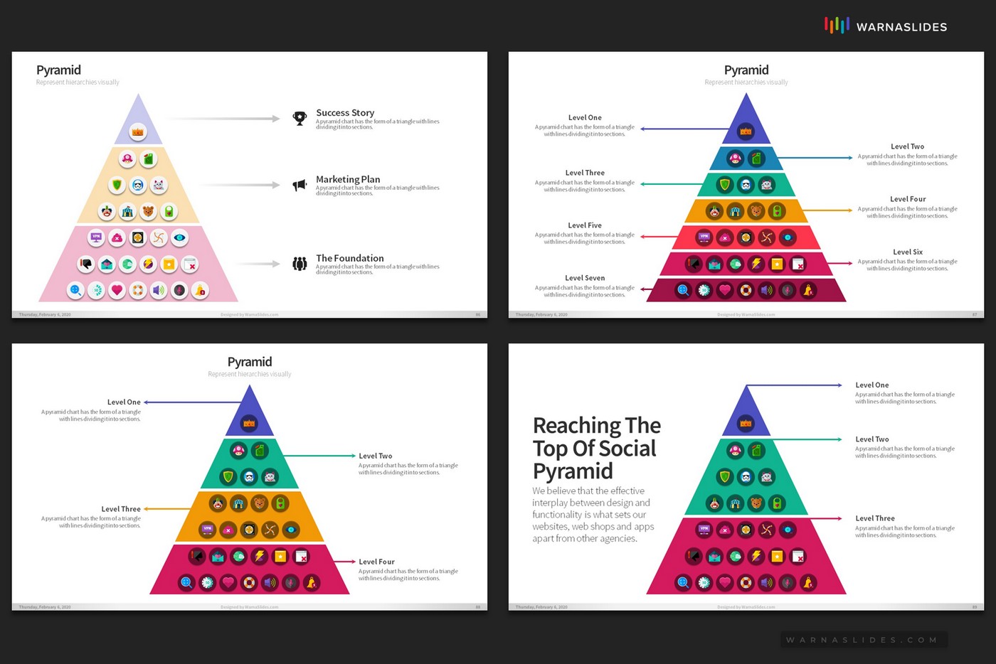 Pyramid Hierarchy Diagram PowerPoint Template, Presentation Templates