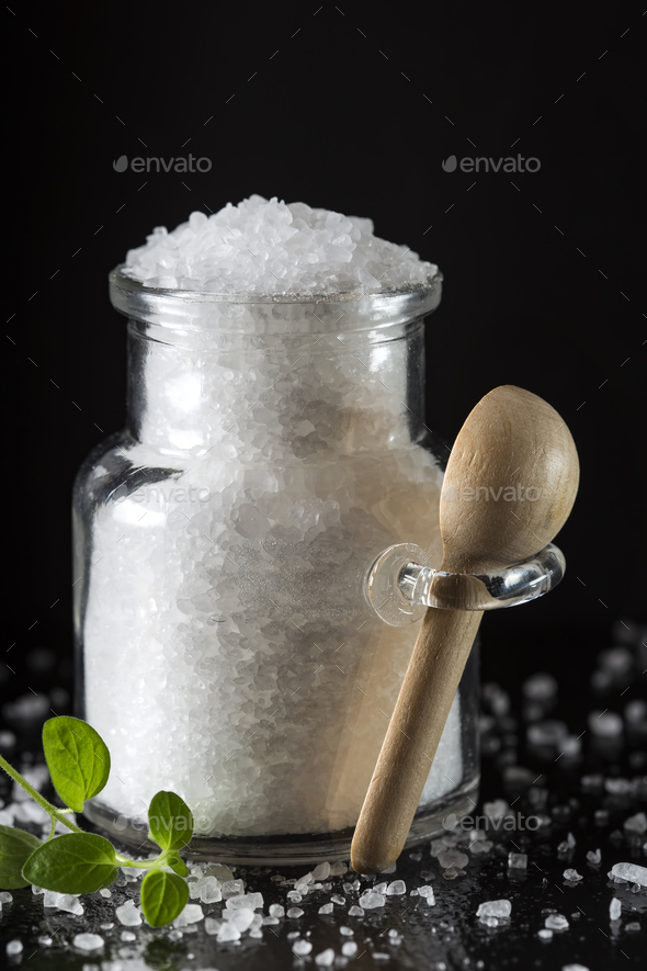 Glass jar filled with sea salt Stock Photo by Sebastian_Studio | PhotoDune