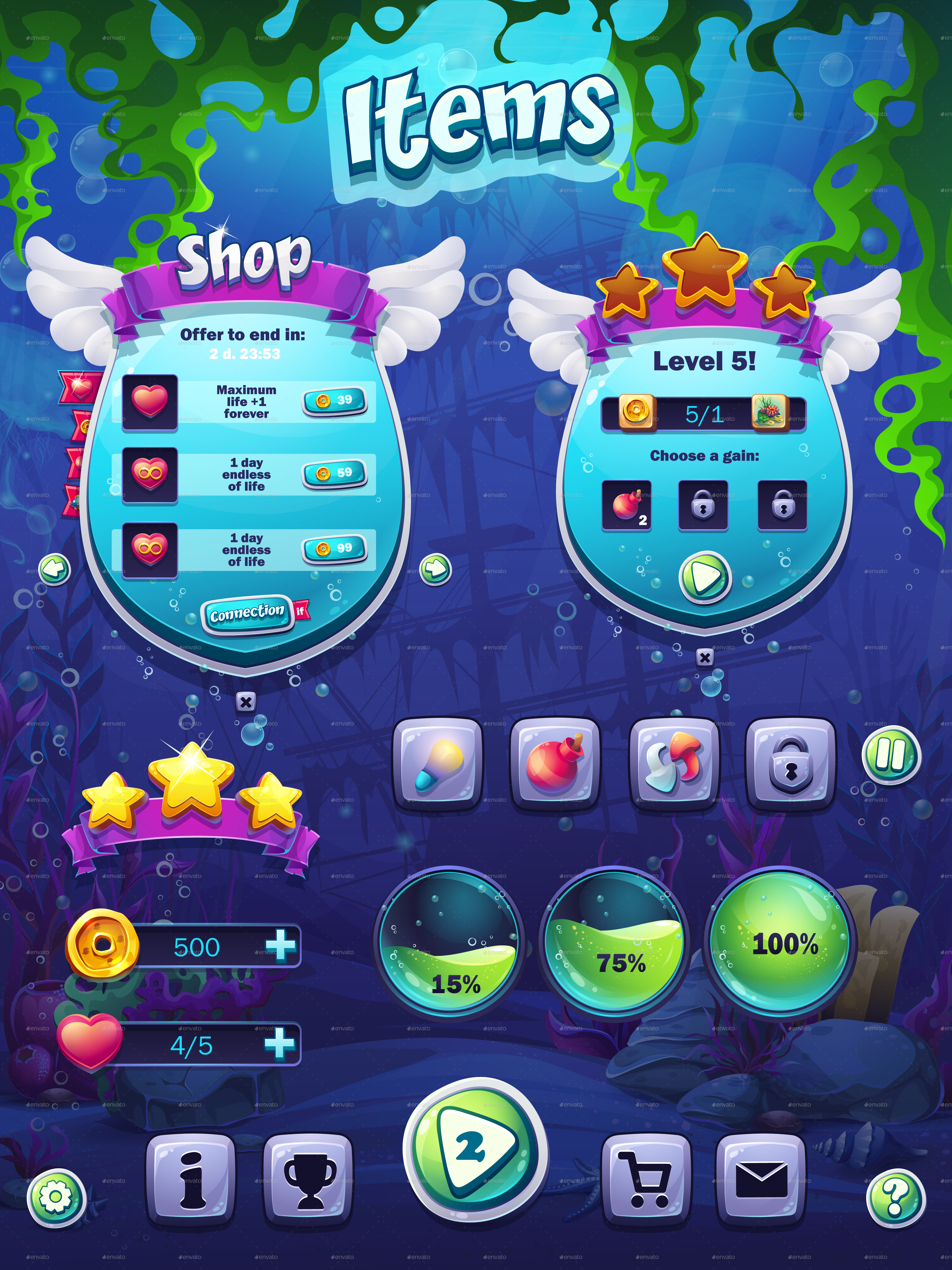 Fish World Match 3 for Tablets, Game Assets | GraphicRiver