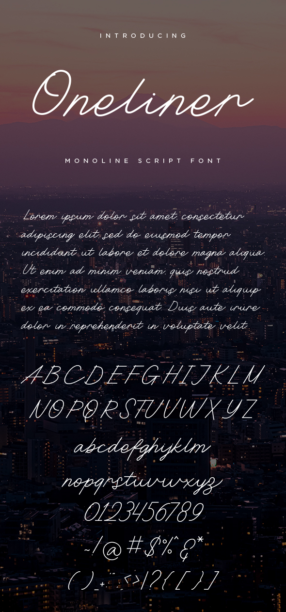 Oneliner - Ballpoint Script Font, Fonts | GraphicRiver
