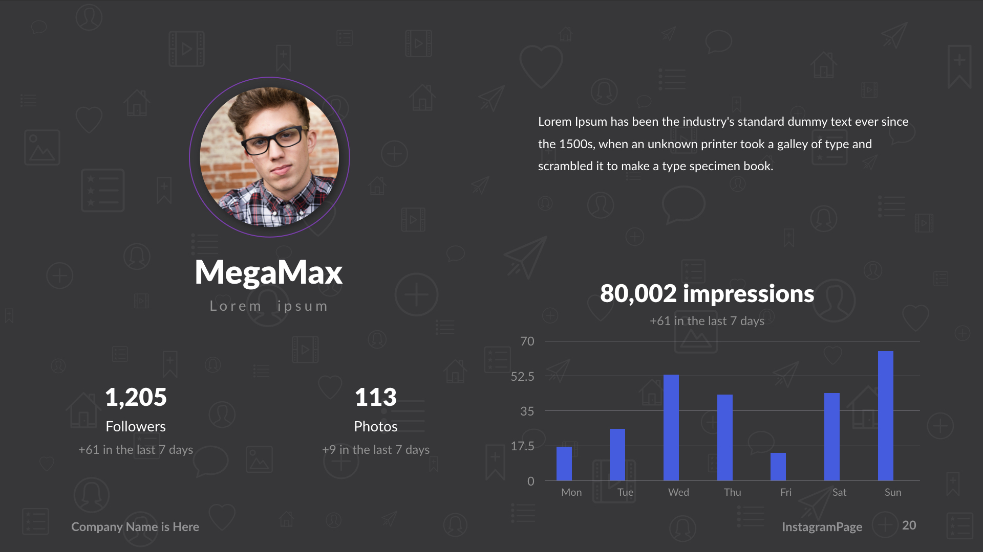 Instagram Analytics Keynote Presentation Template, Presentation Templates
