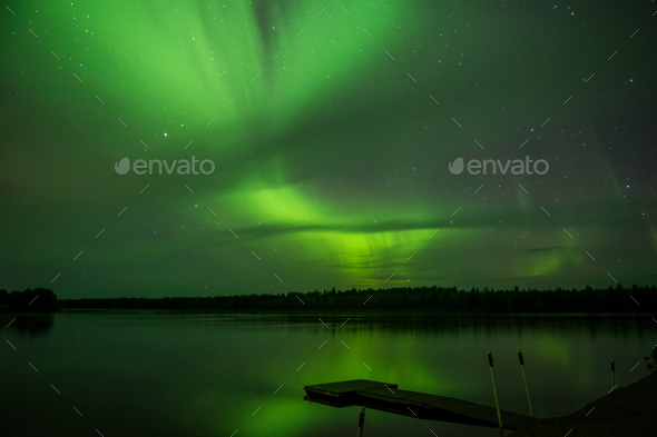 Northern Lights Above Lake Stock Photo by baspentrubas | PhotoDune