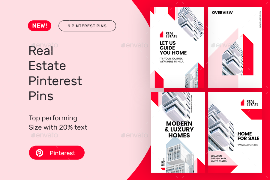 Real Estate Pinterest Pins, Web Elements | GraphicRiver