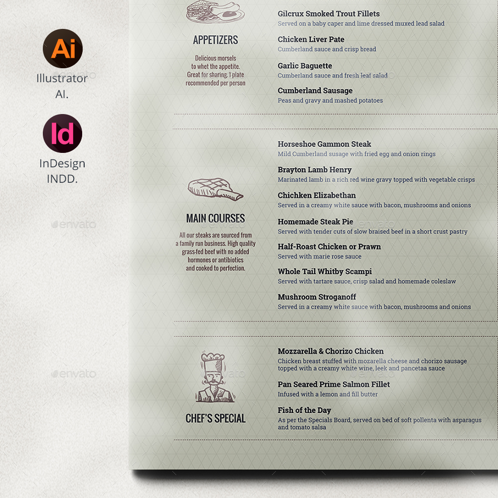 Clean & Luxurious Restaurant Food Menu Template, Print Templates ...
