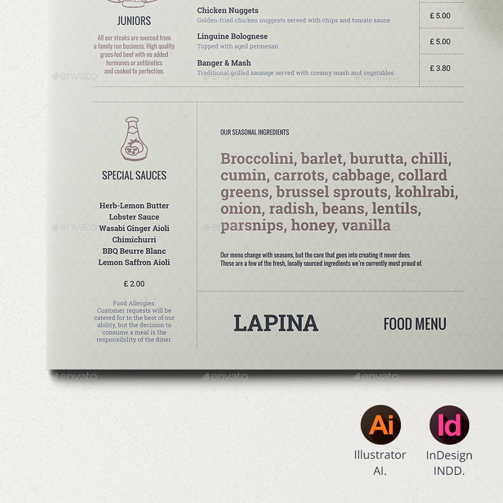 Clean & Luxurious Restaurant Food Menu Template, Print Templates ...