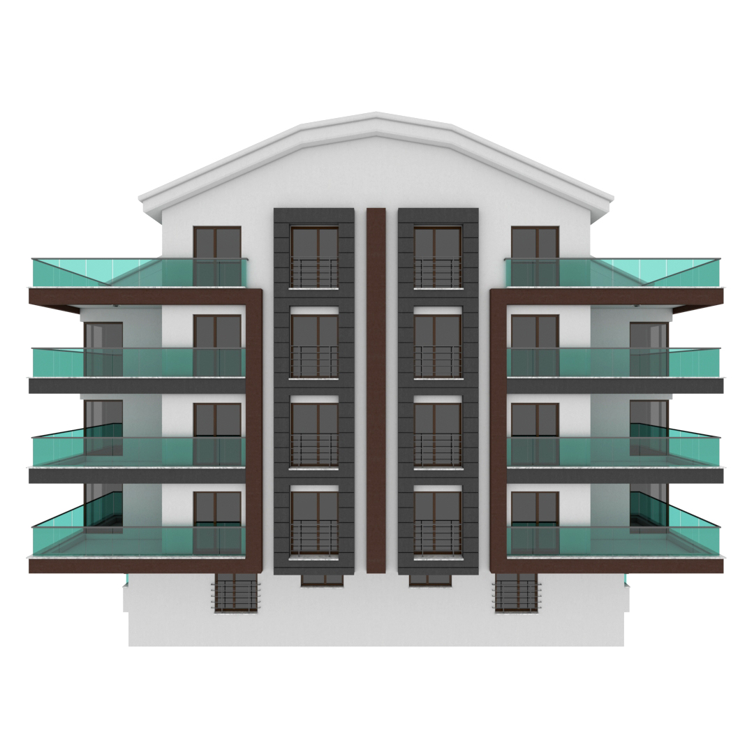 Simple Building Model with Double Terrace by Aderans3D | 3DOcean