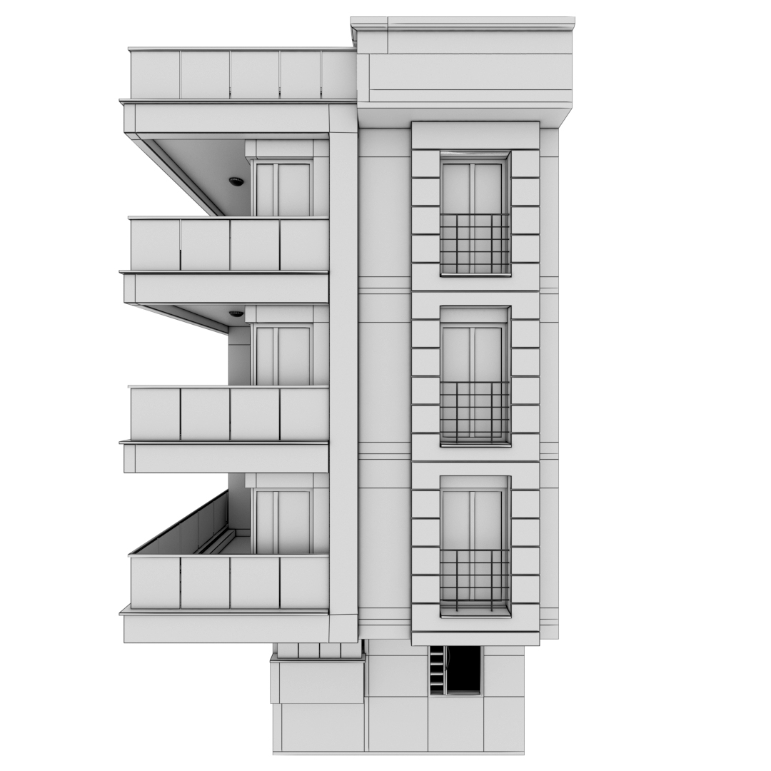 Simple Building Model with Double Terrace by Aderans3D | 3DOcean