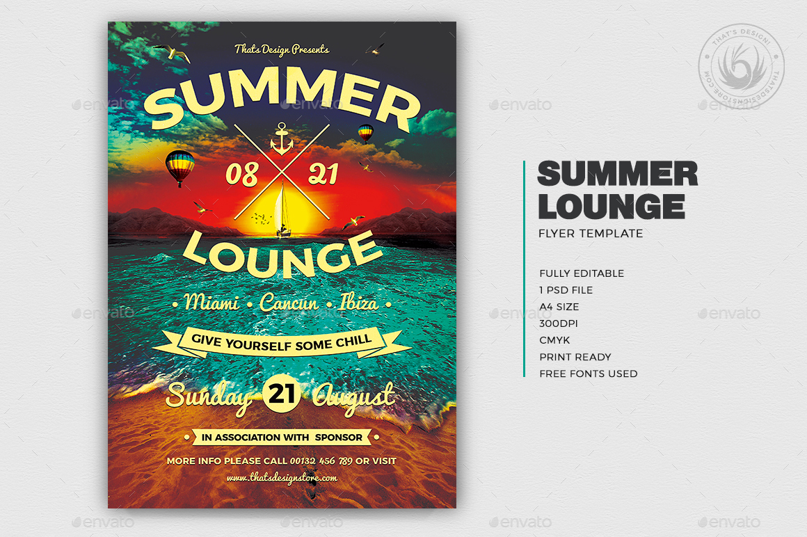 Summer Lounge Flyer Template V3, Print Templates | GraphicRiver
